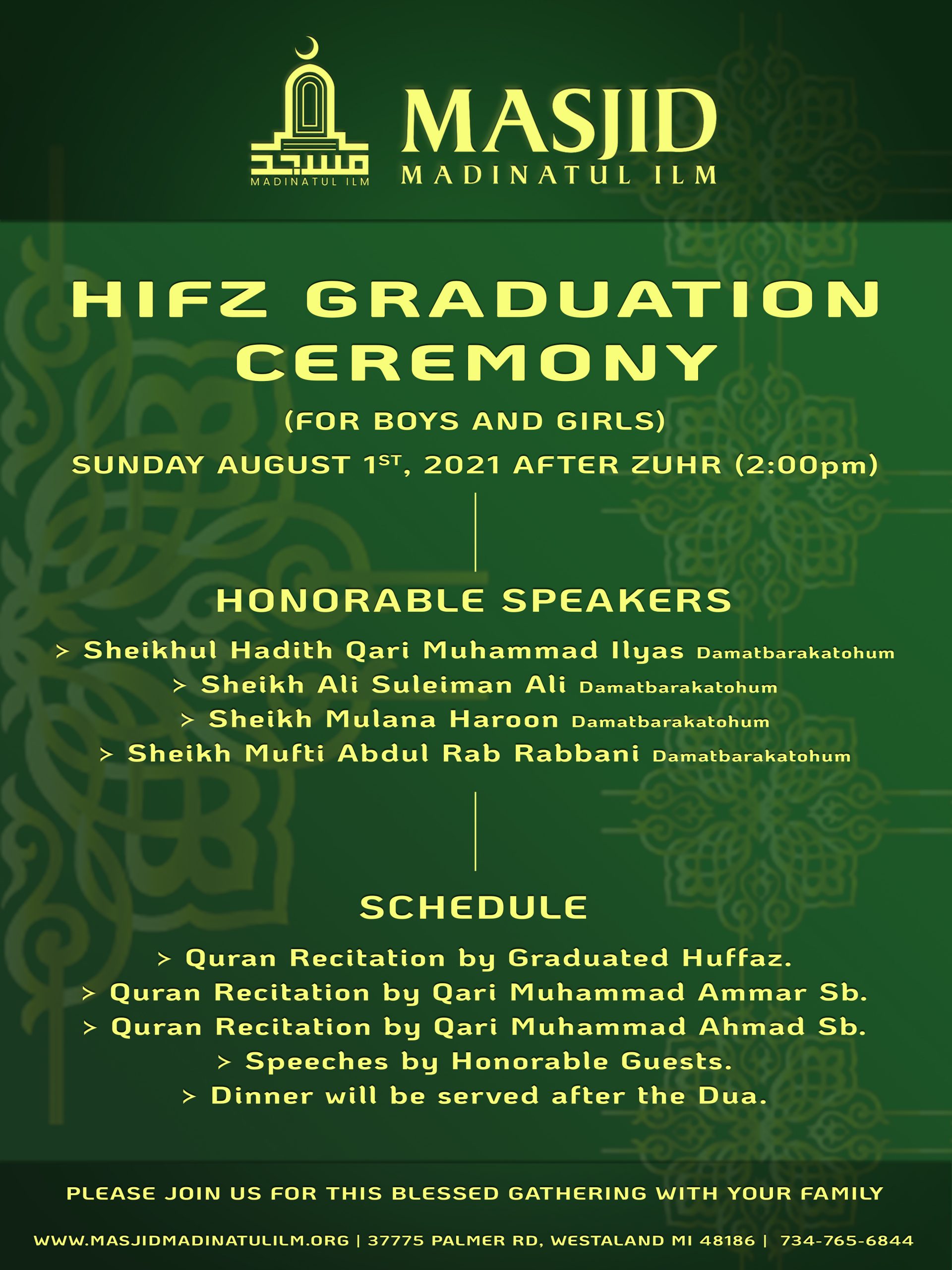 Hifz Graduation Ceremony – Masjid Madinatul Ilm